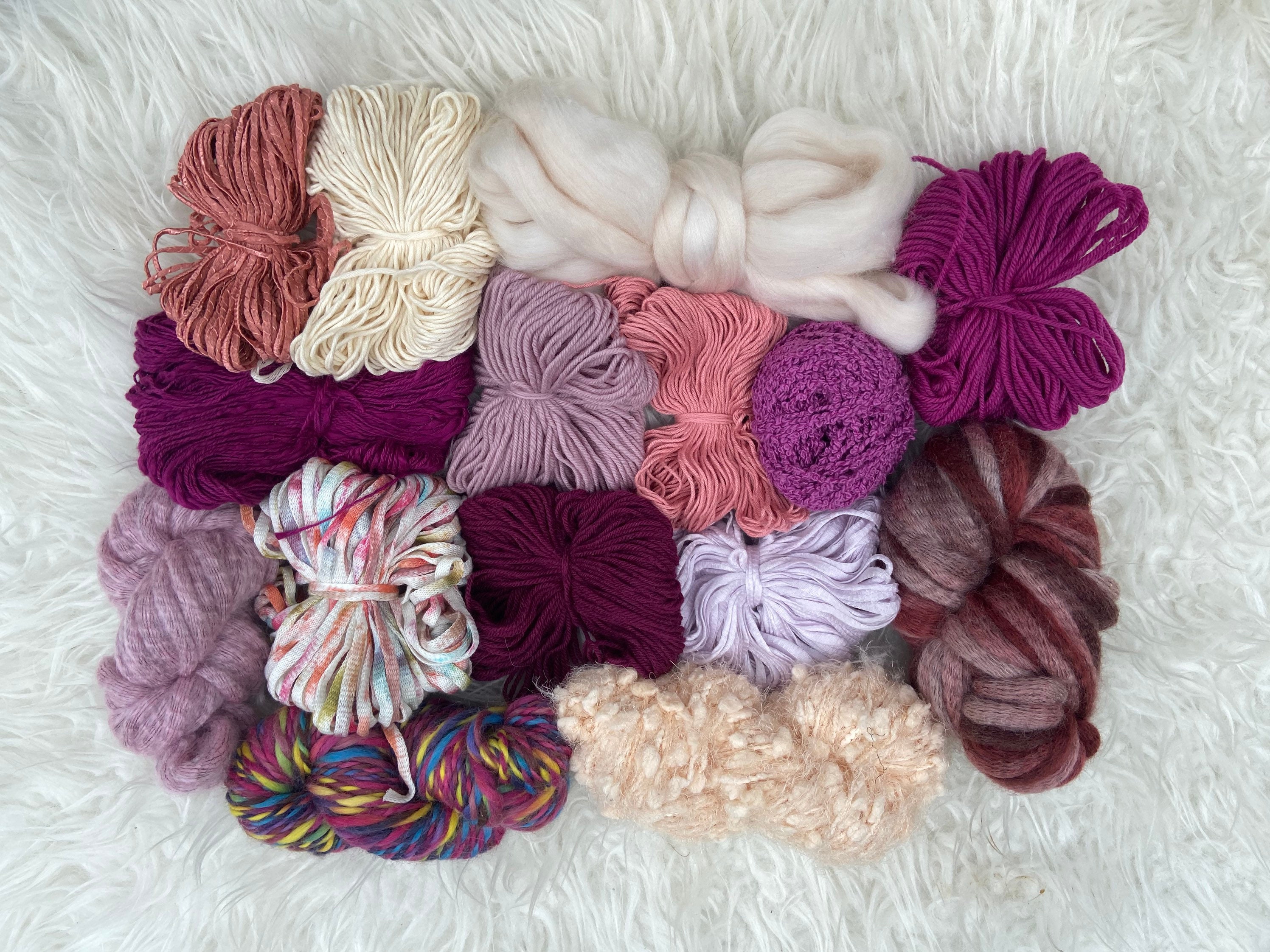 Purple Peach and Pink Weaving Fiber Pack Fiber Pack | Etsy