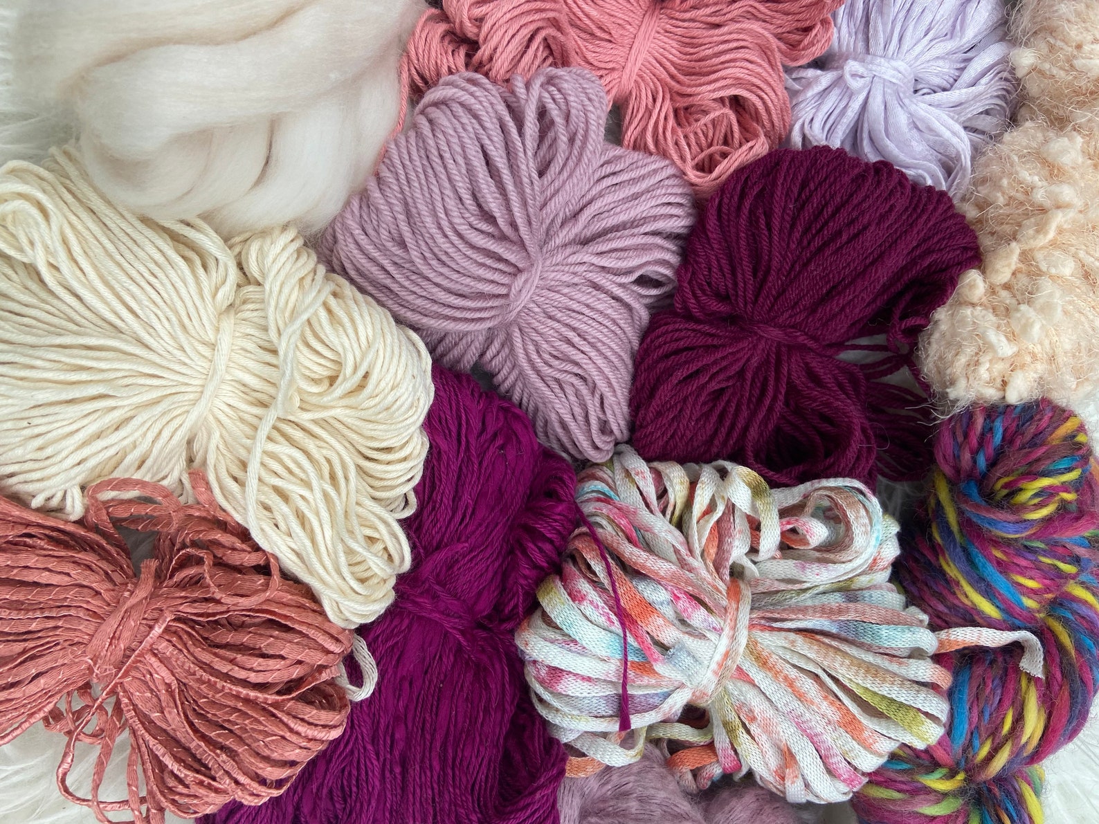 Purple Peach and Pink Weaving Fiber Pack Fiber Pack | Etsy