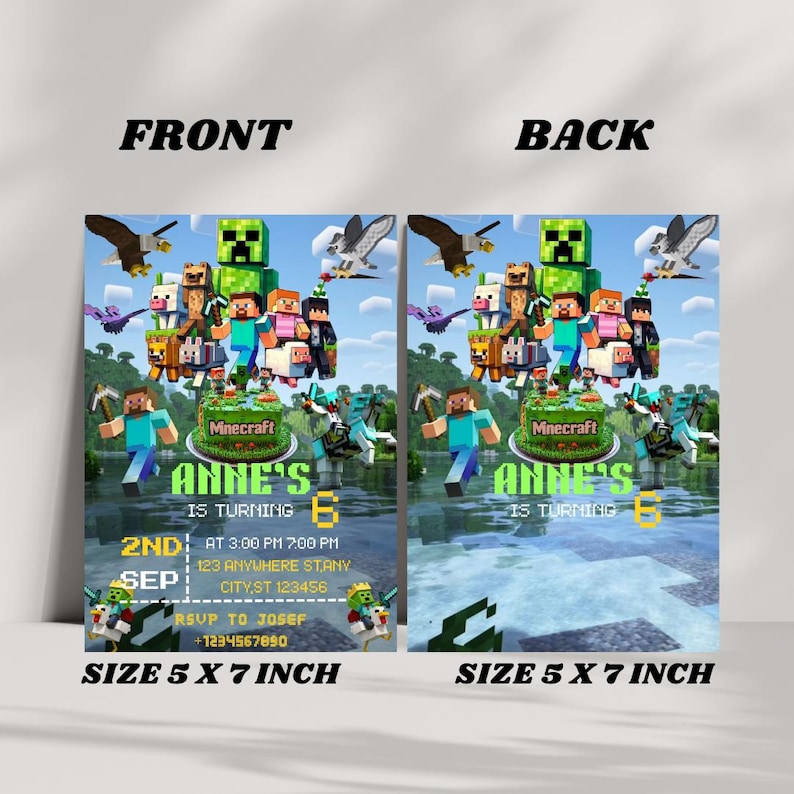 Minecraft Birthday Invitation Editable Minecraft Party Invite Digital ...