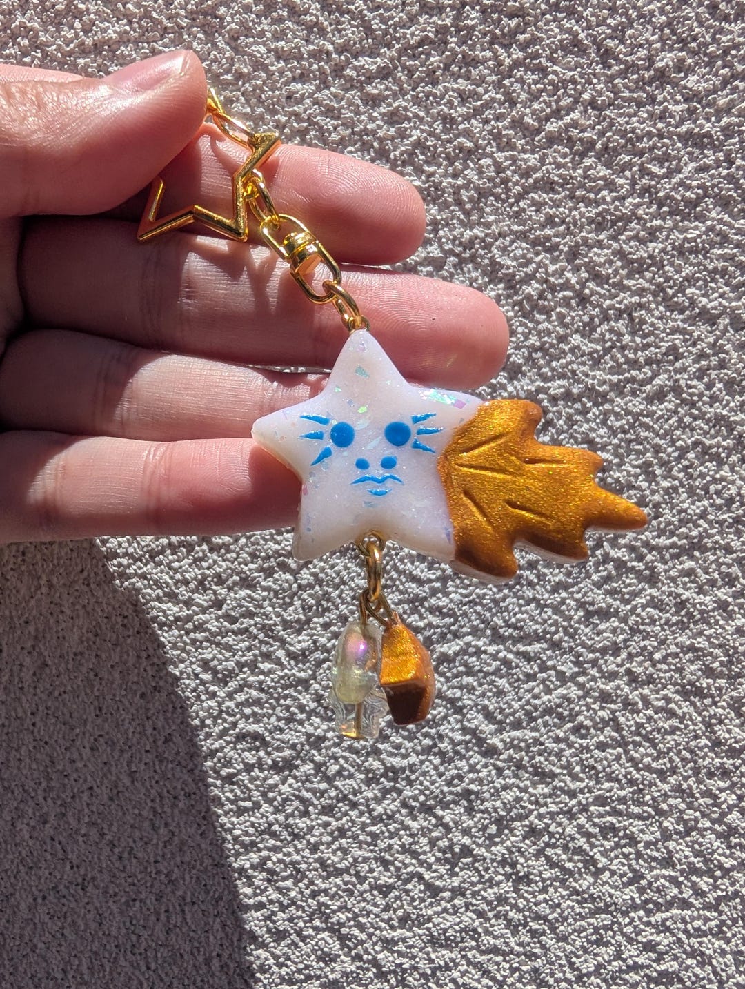 Celestial Cosmic Shooting Star Keyring - Sparkly and Gold Accented ...