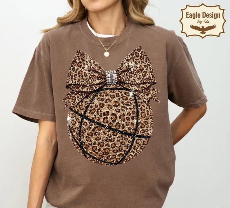 Basketball Mom Leopard Print PNG | Glitter Bow, Game Day (digital ...