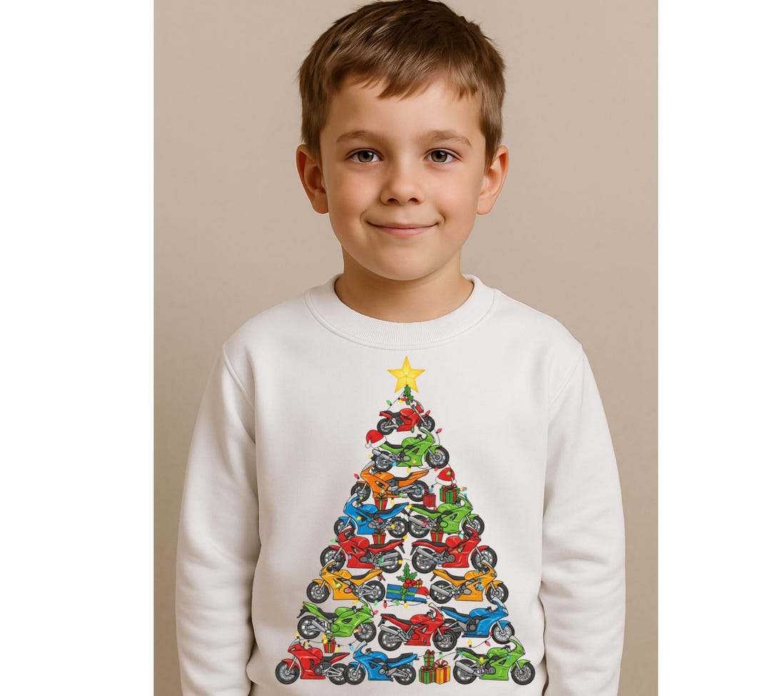 Kids Motorcycle Christmas Tree PNG | Boys Holiday Design (digital File ...