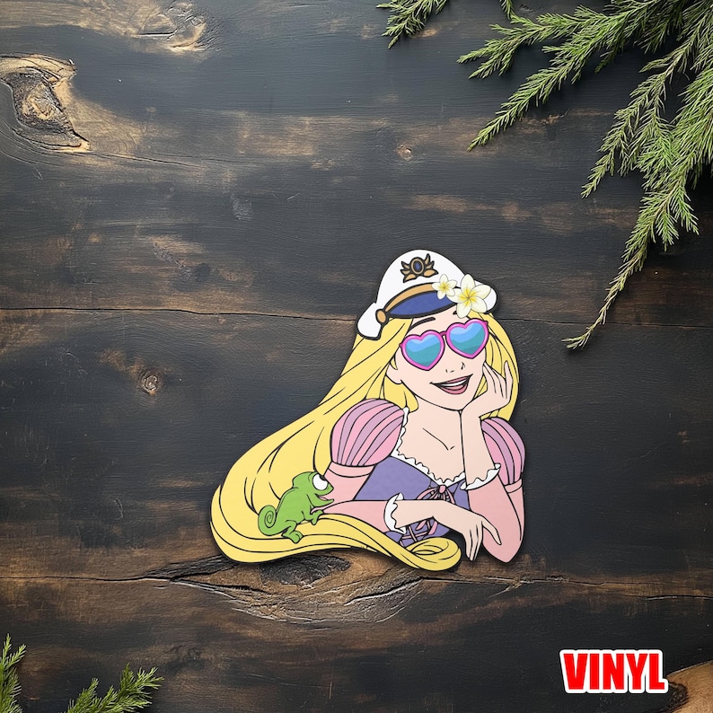 Rapunzel Peeker Sticker, Cute Princess Peeking Car Window Vinyl Decal ...