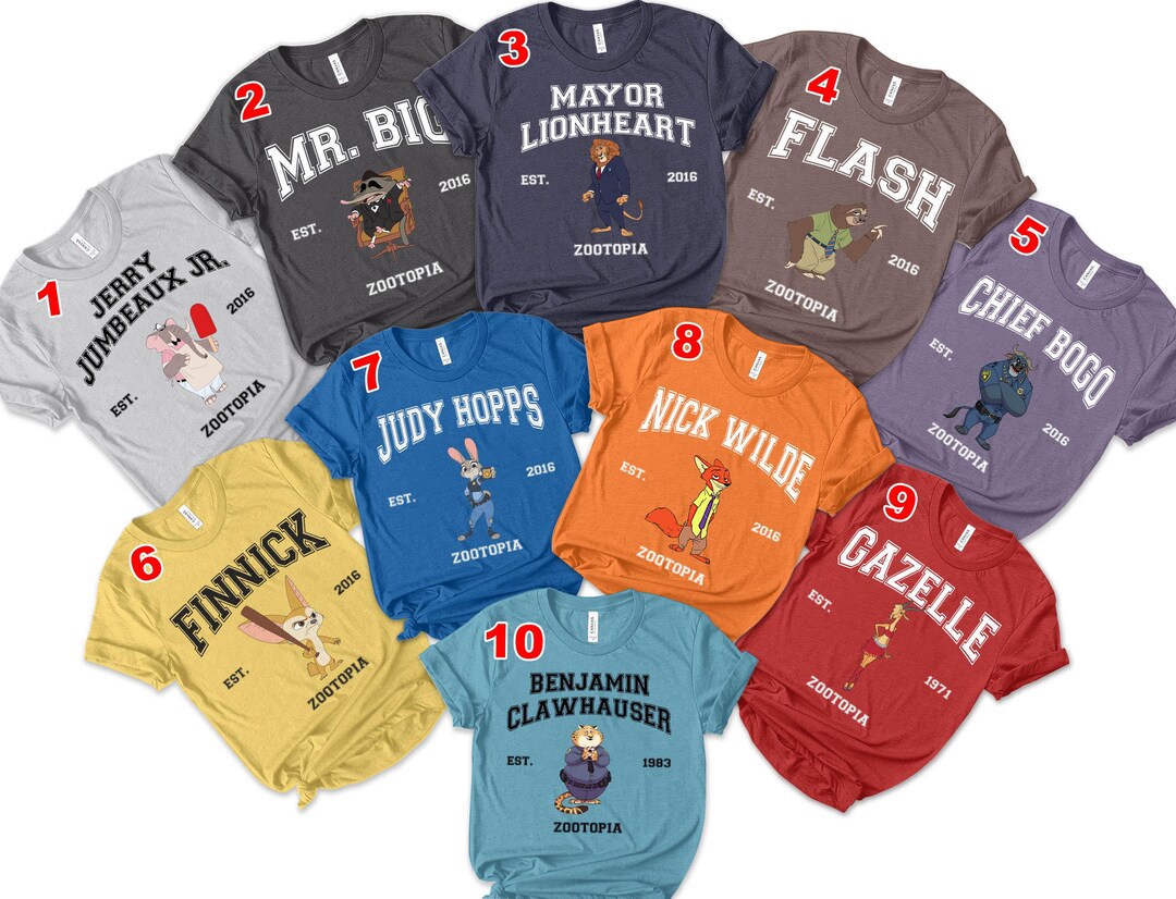 Zootopial Character Est Matching Shirt, Chief Bogo Finnick Yax, Marvel ...