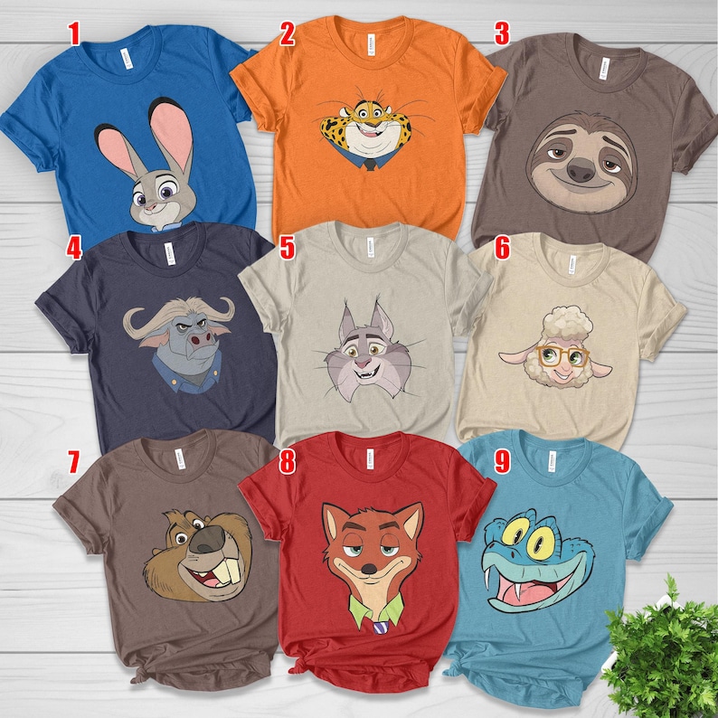Disney Zootopia 2 All Characters Big Face Costume T-shirt, Judy Hopps ...