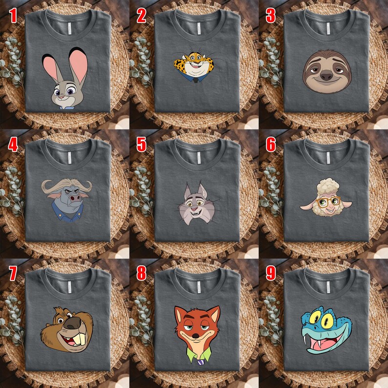 Disney Zootopia 2 All Characters Big Face Costume T-shirt, Judy Hopps ...