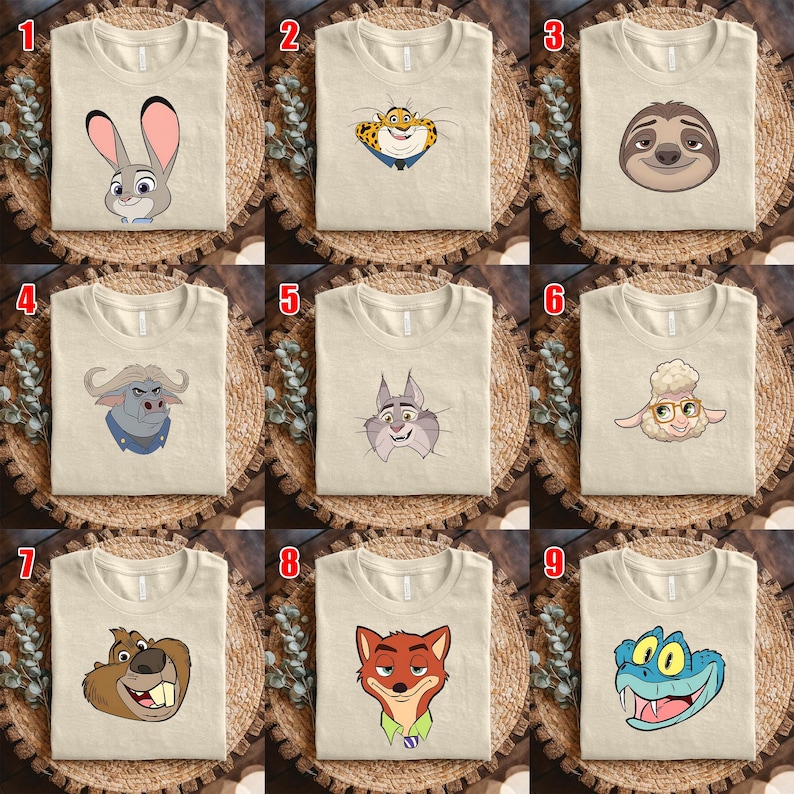 Disney Zootopia 2 All Characters Big Face Costume T-shirt, Judy Hopps ...