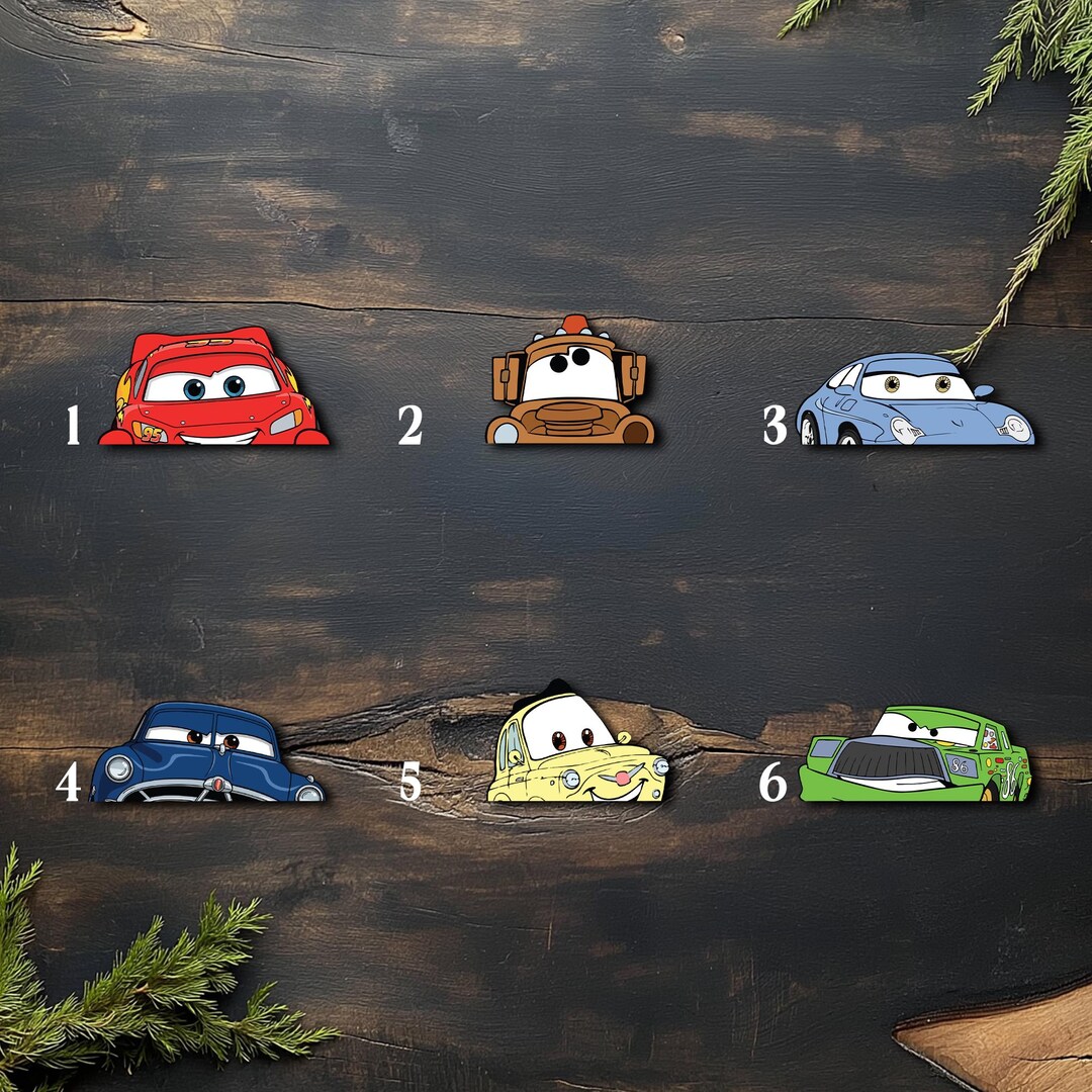 Disney Cars Characters Peeker Peeking Sticker, Mcqueen, Mater, Sally ...