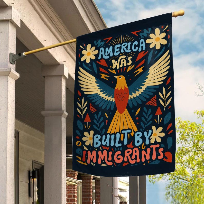 America Was Built by Immigrants Garden Flag, Patriotic Outdoor Decor ...