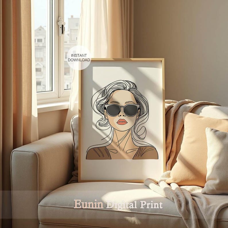 Modern Digital Line Drawing Art: Elegant Wall Decor, Boho Chic Poster ...