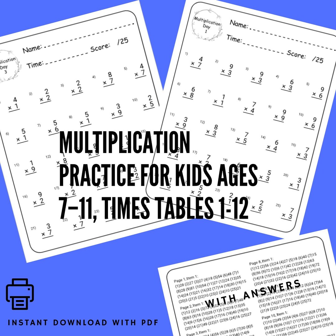 100 Days Math Workbook | Multiplication Practice for Kids Ages 7–11 ...