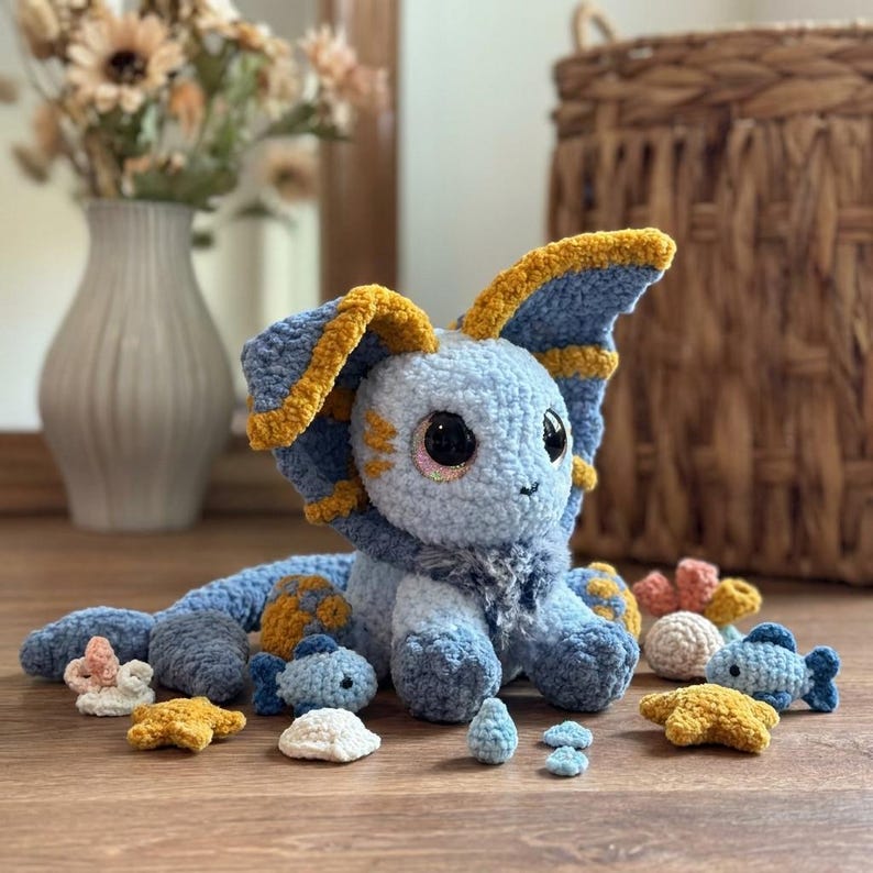 Crochet Vaporeon PDF Pattern | Amigurumi Eeveelution Tutorial | Chunky ...