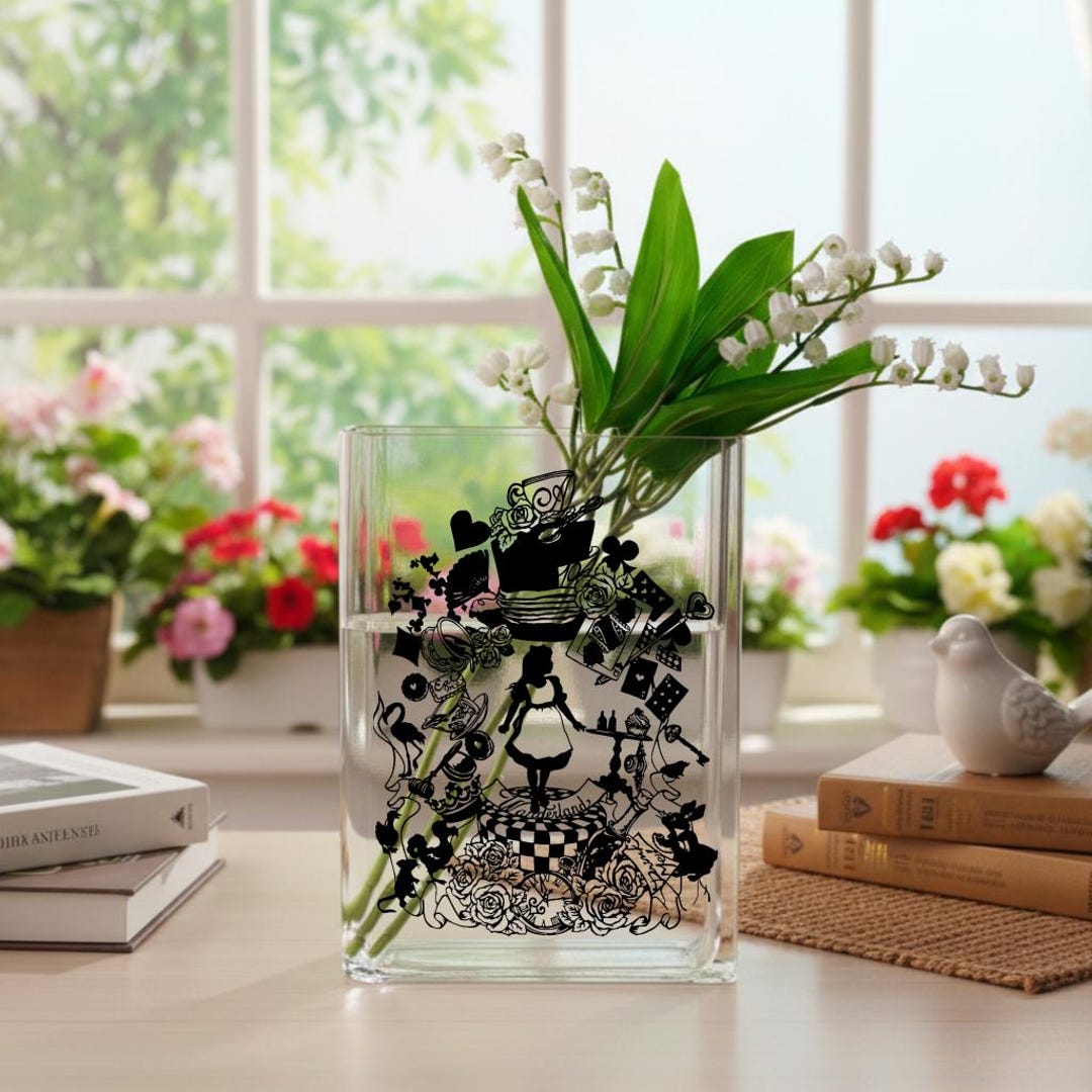 Alice in Wonderland Acrylic Book Vase, Storybook Fantasy Room Decor ...