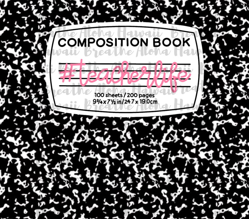 Composition Book #teacherlife 20oz Skinny Tumbler, Sublimation Tumbler ...