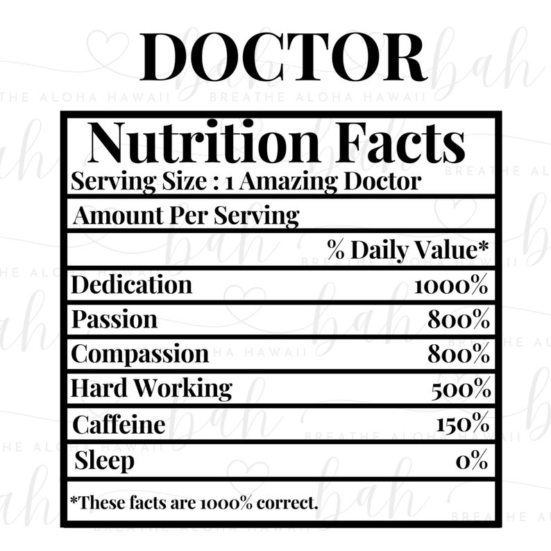 Doctor Nutrition Facts PNG SVG Instant Download Digital | Etsy