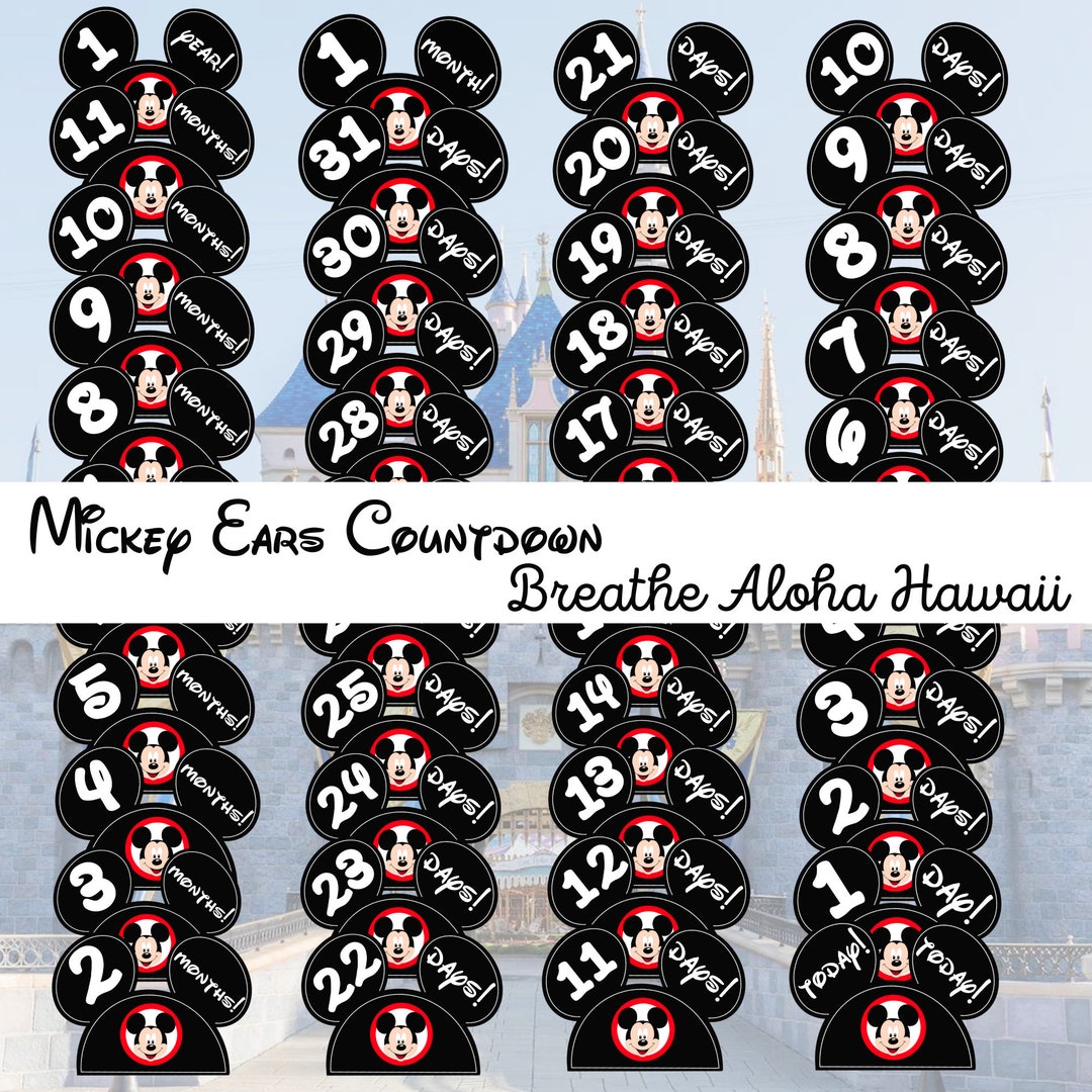 Printable Mickey Ears Hat Countdown Digital Download, Year, Months ...