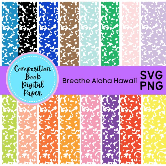 Composition Book Digital Paper Pack SVG PNG Scrapbook - Etsy