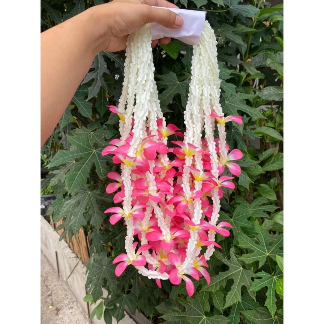 Handmade Plumeria Lei | Two-tone Fabric Flower Garland - Etsy
