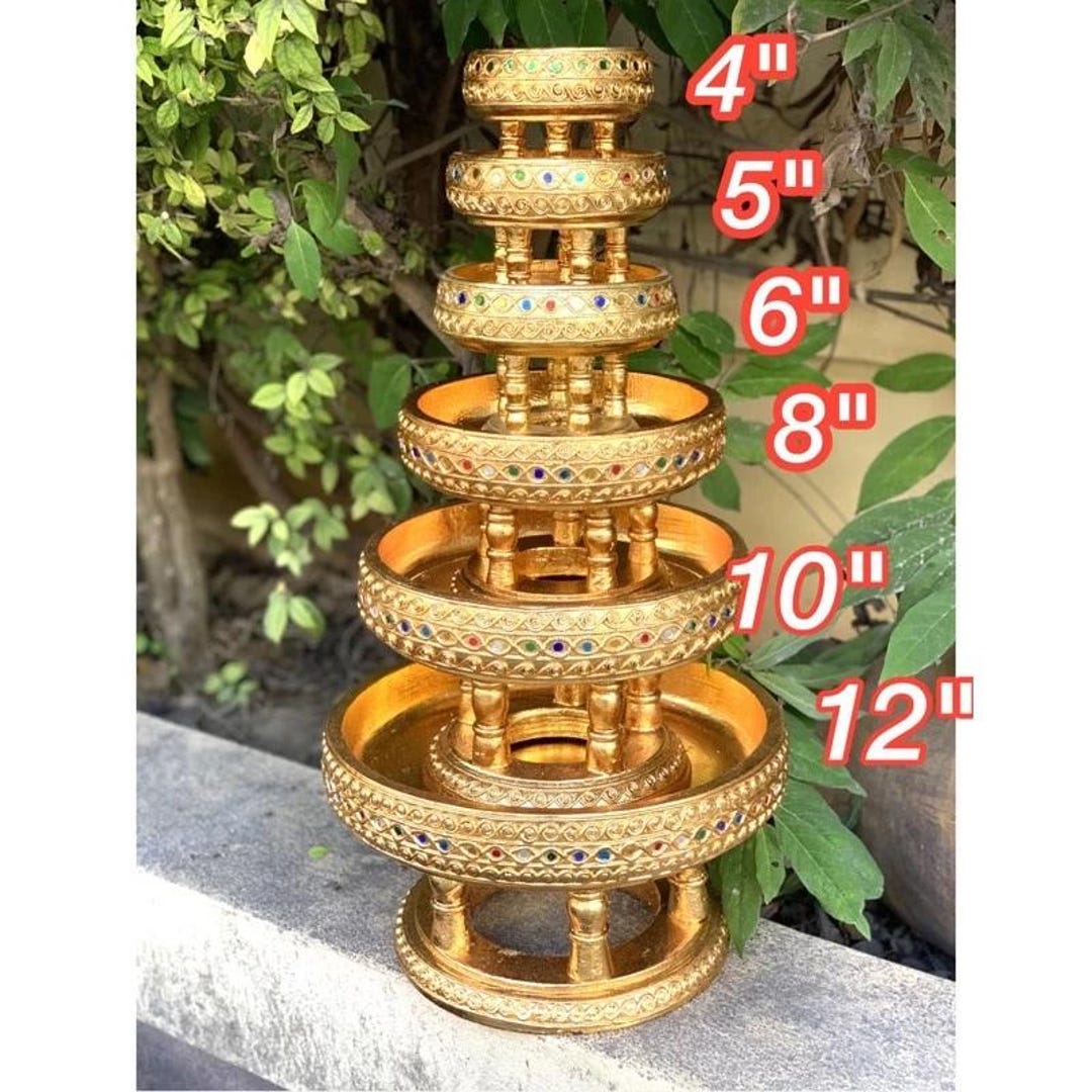 Gilded Wooden Khan Tok Tray | Thai Buddhist Altar Decor - Etsy