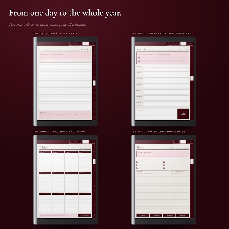 Remarkable Paper Pro Digital Planner, Guided Templates, Hyperlinked ...