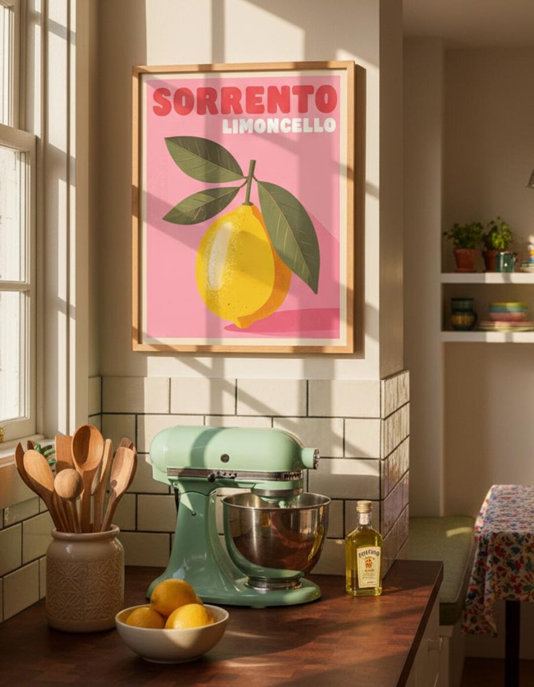 Limoncello Art Print | Italian Kitchen Decor | Retro Lemon Poster ...