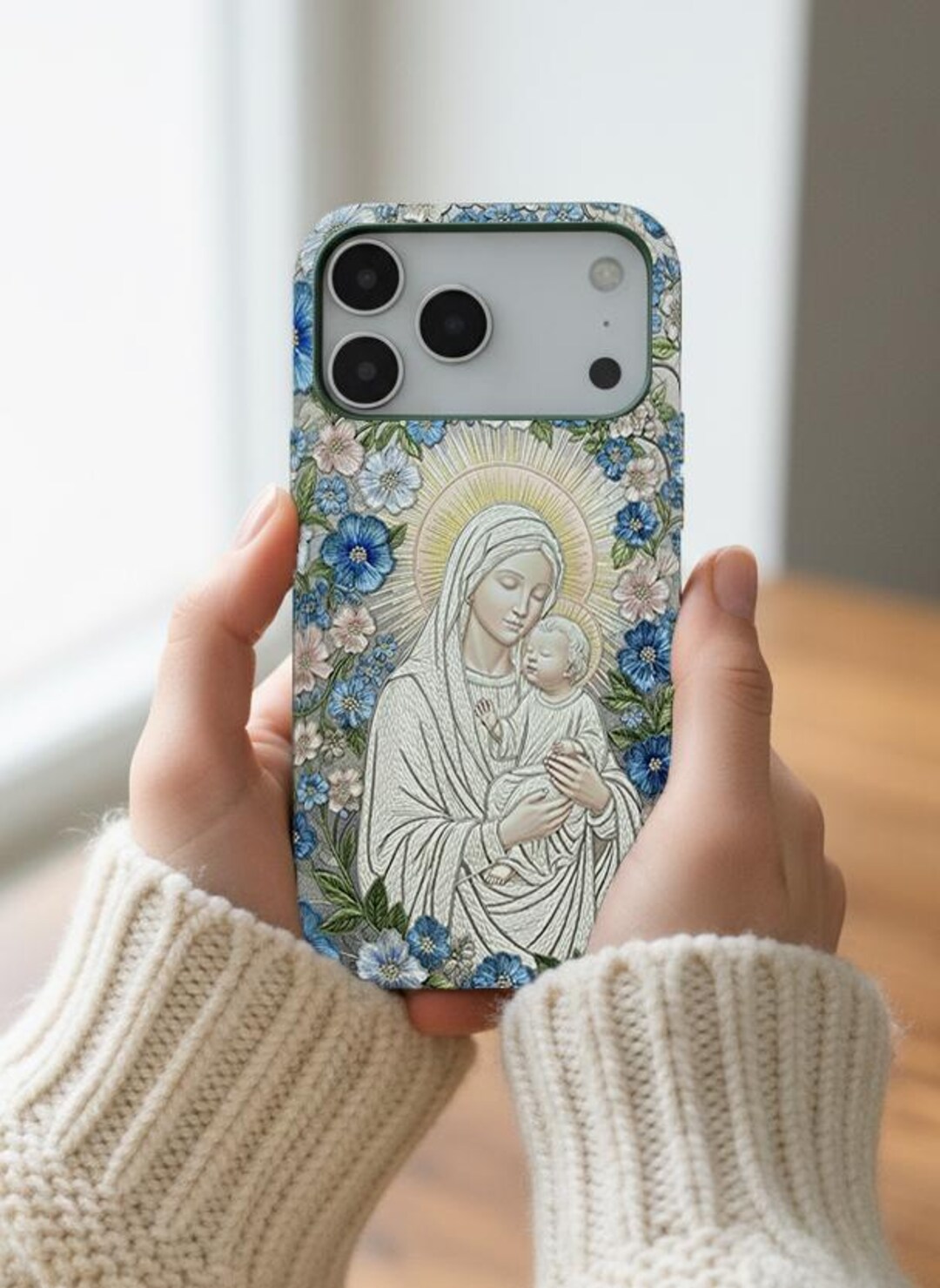 Christian Art , iPhone 17 Case , Mother Mary Holding Baby Jesus , Tough ...
