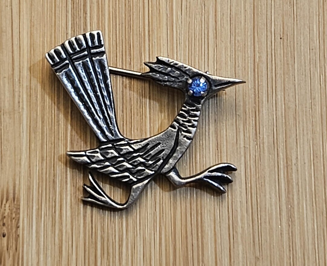 Retired James Avery Sterling Silver Roadrunner Brooch With Sapphire ...