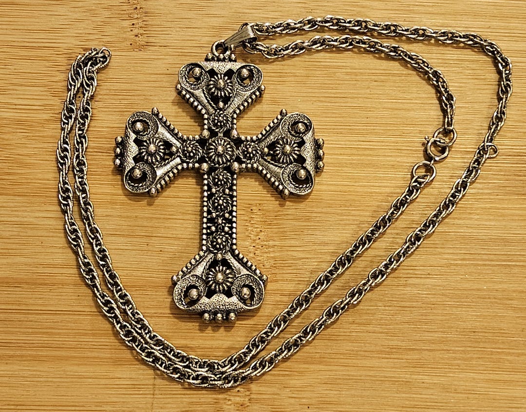 Amazing Large Cross Necklace by Sarah Coventry Made in 1974! Date ...