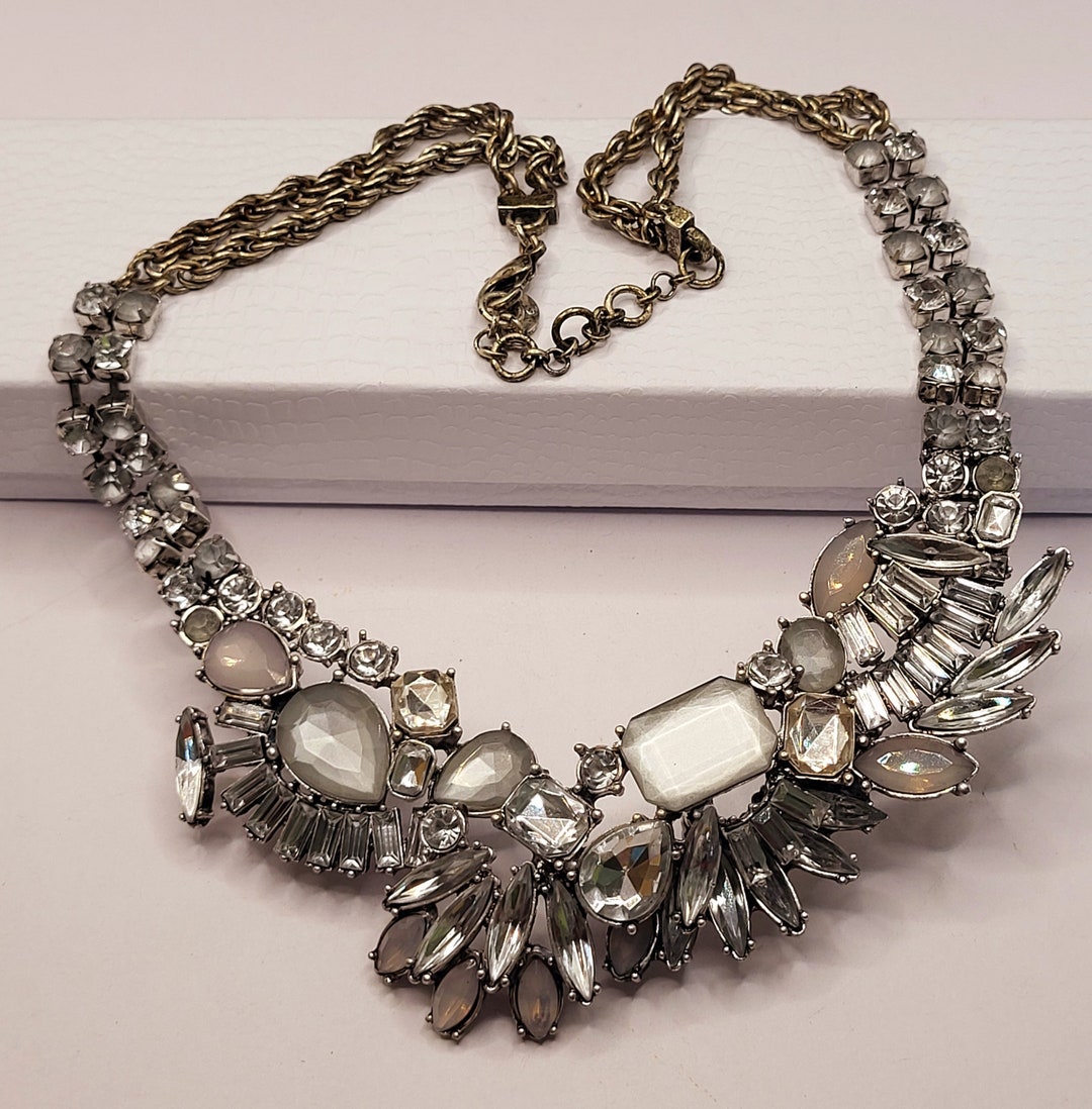 Amazing Loft Vintage Statement Necklace With Rhinestones Dramatically ...