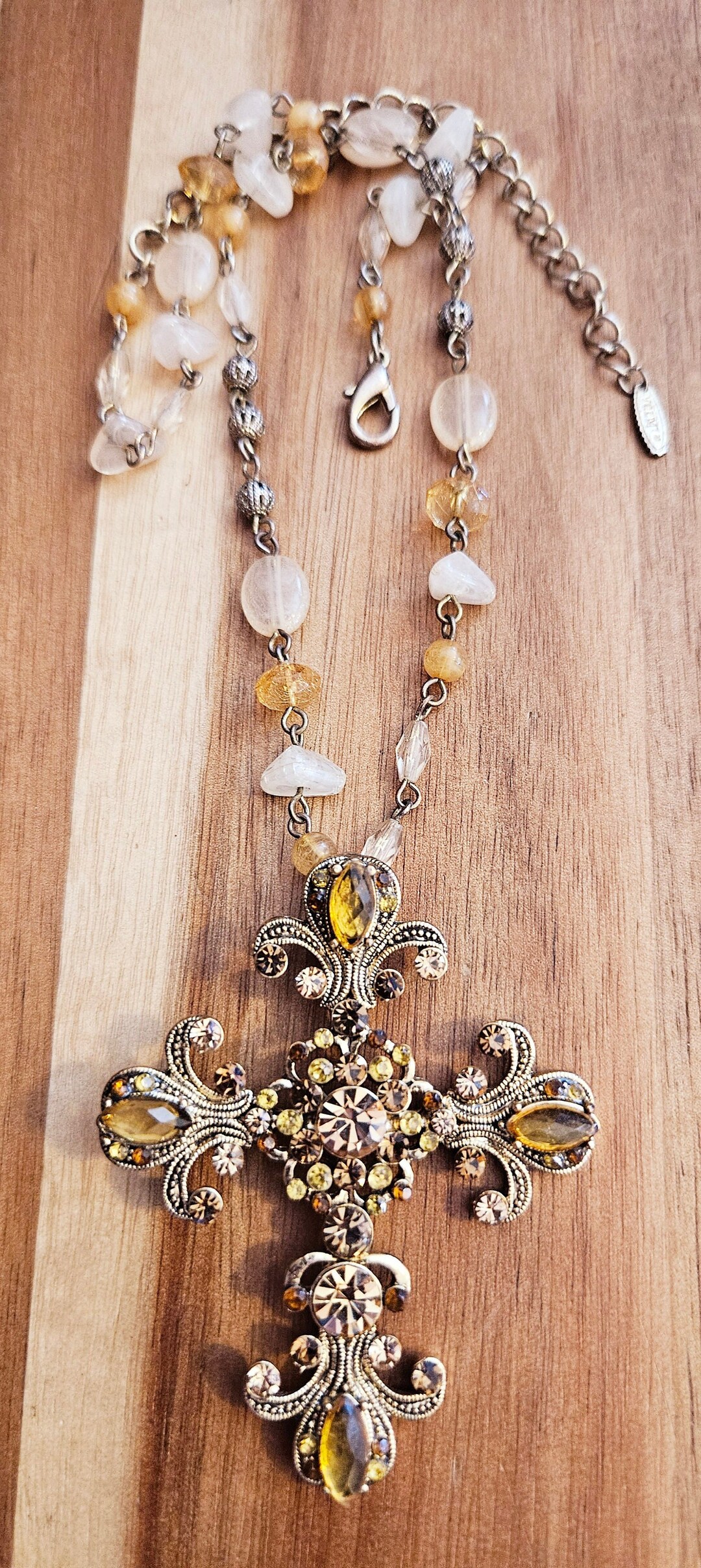 Lightweight Vintage Statement Cross Necklace Signed VCLM in Very Good ...