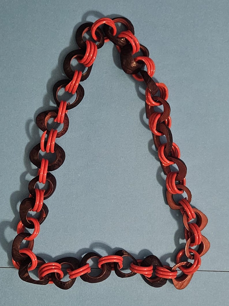 Celluoid Vintage 22 Inch Necklace in Reds. From the 1960's. in ...