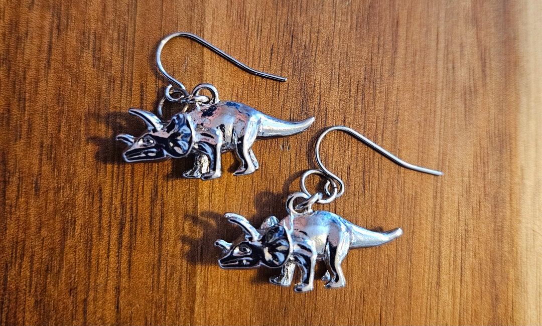 Super Adorable Tyrannosaurus Rex Dangle Earrings in Excellent Vintage ...