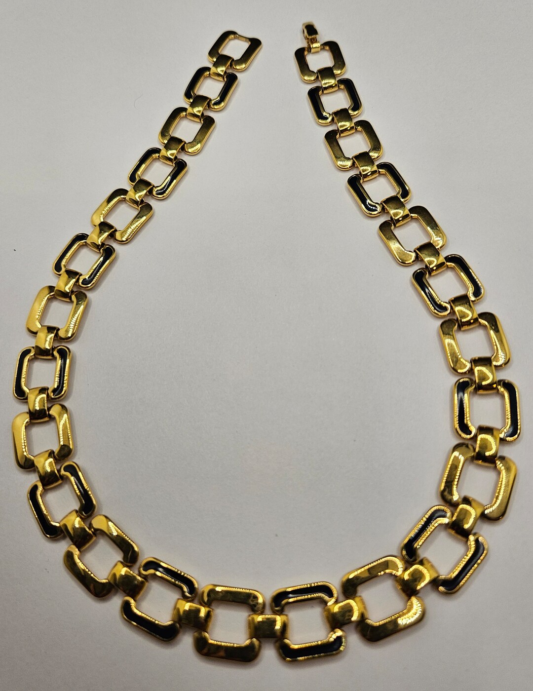 Vintage Monet Goldtoned Square Links With Black Enamel in Very Good ...