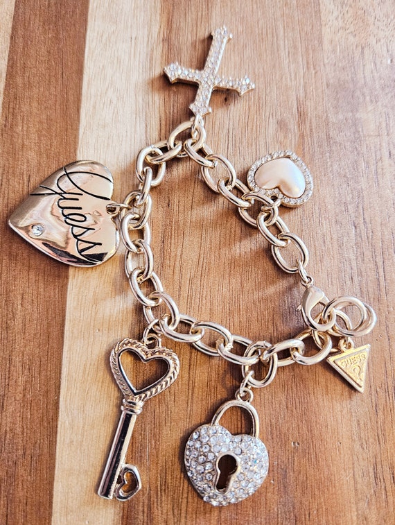 Vintage Charm Bracelet in Goldtone by Guess Etsy