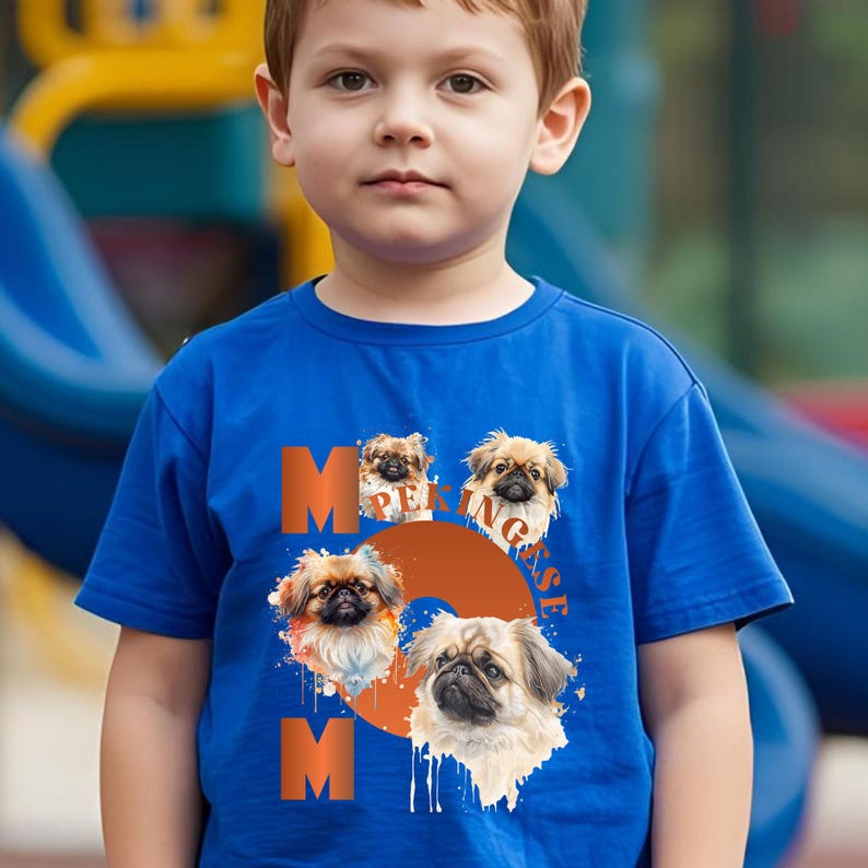 T-shirt Print Pekingese Mom | Aesthetic Watercolor Multi Dog Portrait ...