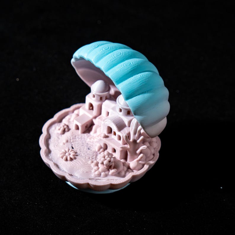 3D Printed Seashell Castle Aquarium Ornament Mini Ocean Palace Decor ...