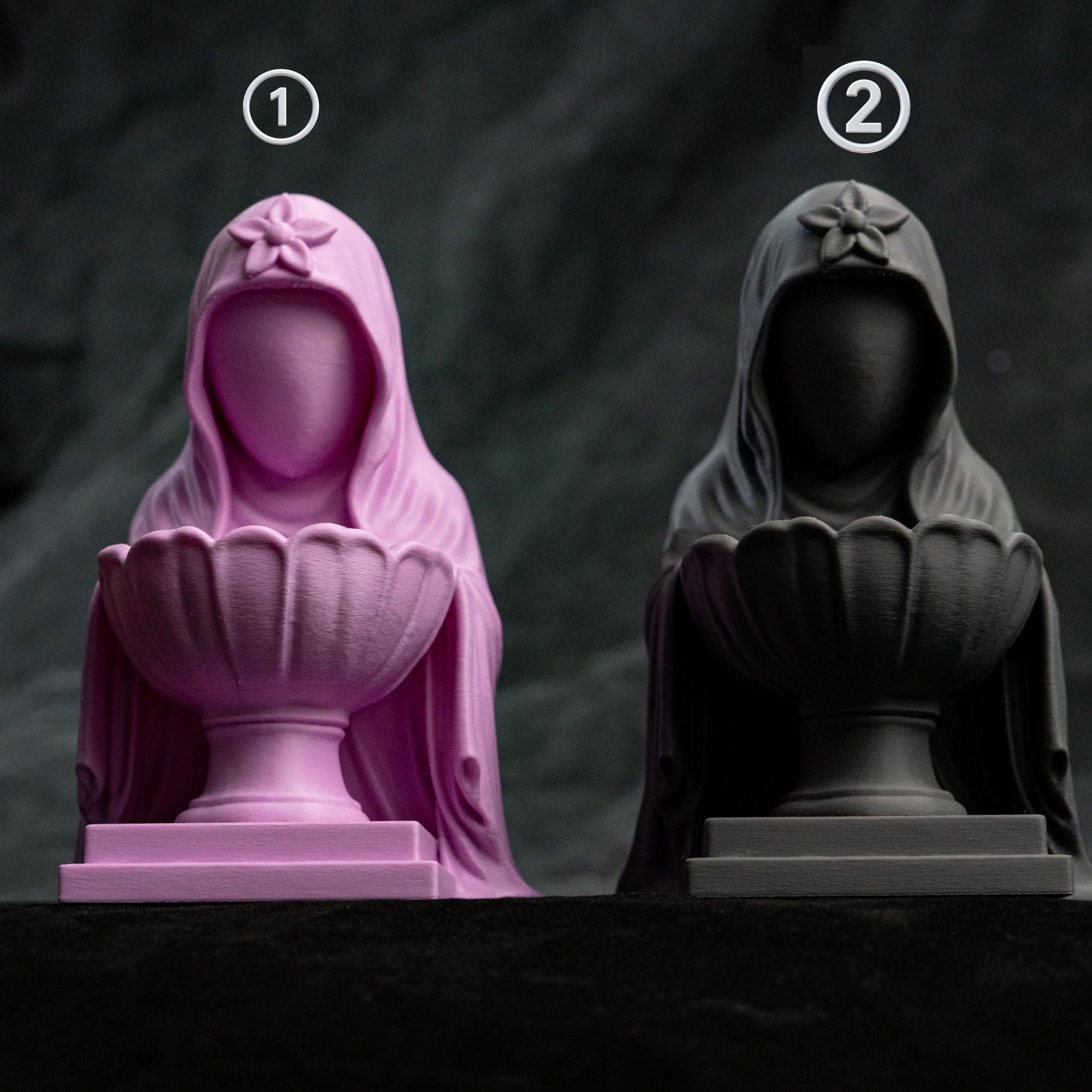 Gothic Monk Aquarium Statue 3D Printed Hooded Figurine Betta Fish Tank ...