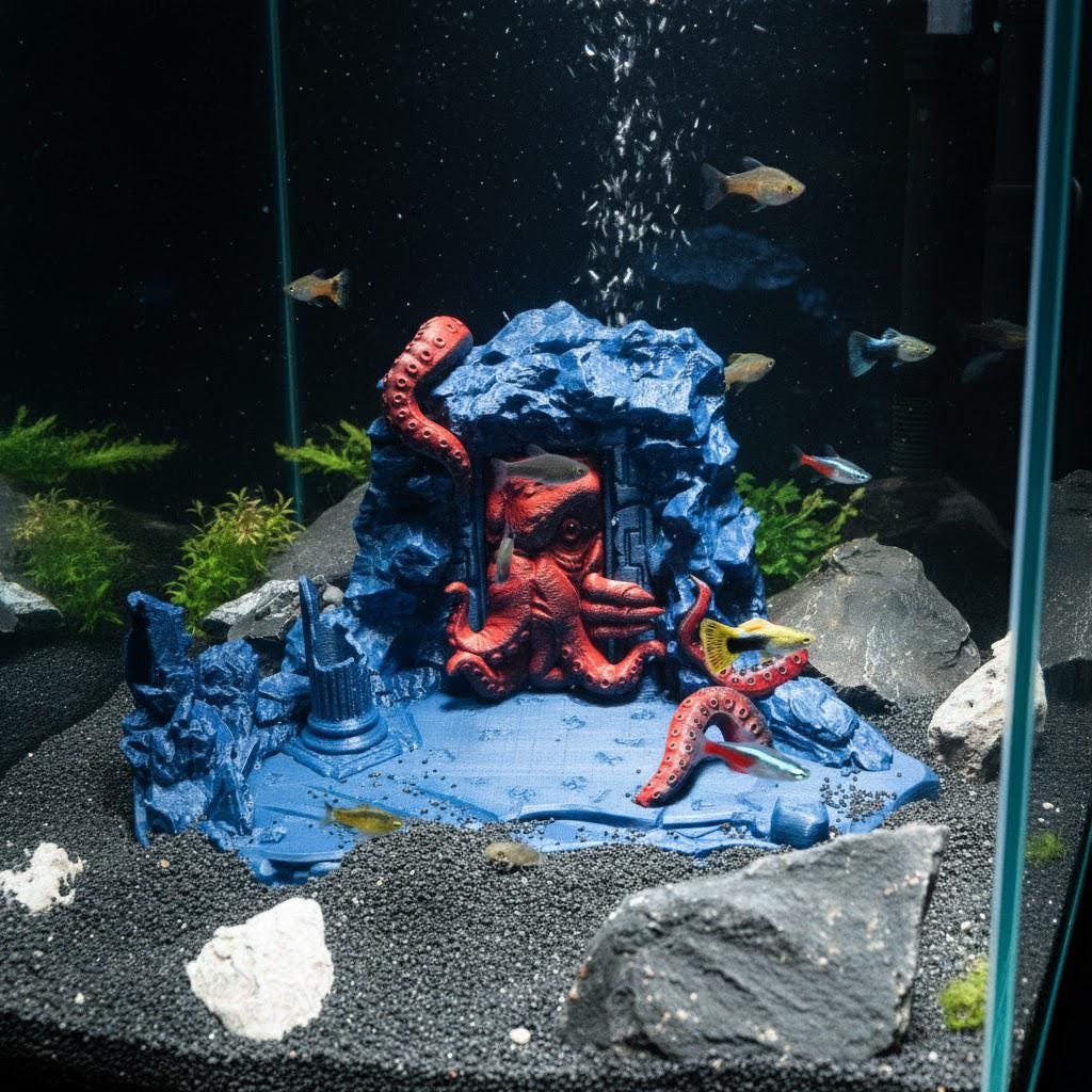 Cthulhu Style Aquarium Decor 3D Printed Deep Sea Monster Fish Tank ...