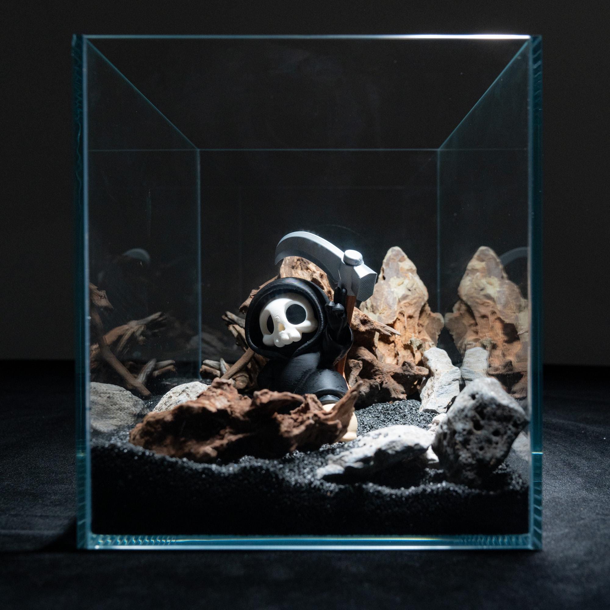 3D Printed Skeleton Aquarium Decor Spooky Skull Fish Tank Ornament ...