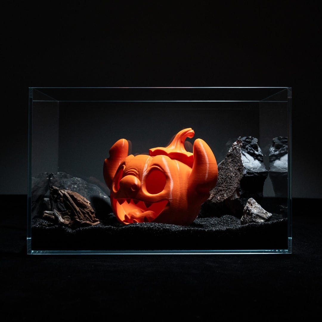3D Printed Halloween Pumpkin Aquarium Decor Spooky Fish Tank Ornament ...