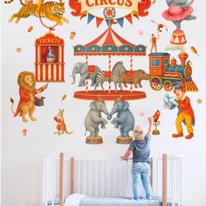 Removable Vintage Circus Animal Wall Decal Vintage Poster Wall Sticker ...