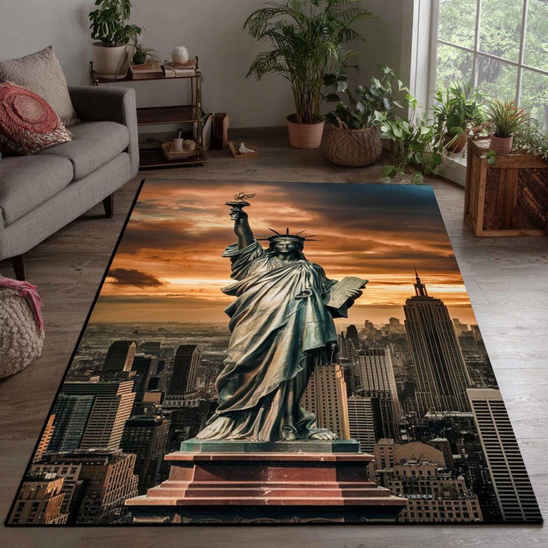 Statue of Liberty Rug: NYC Skyline, Modern Area Carpet - Etsy