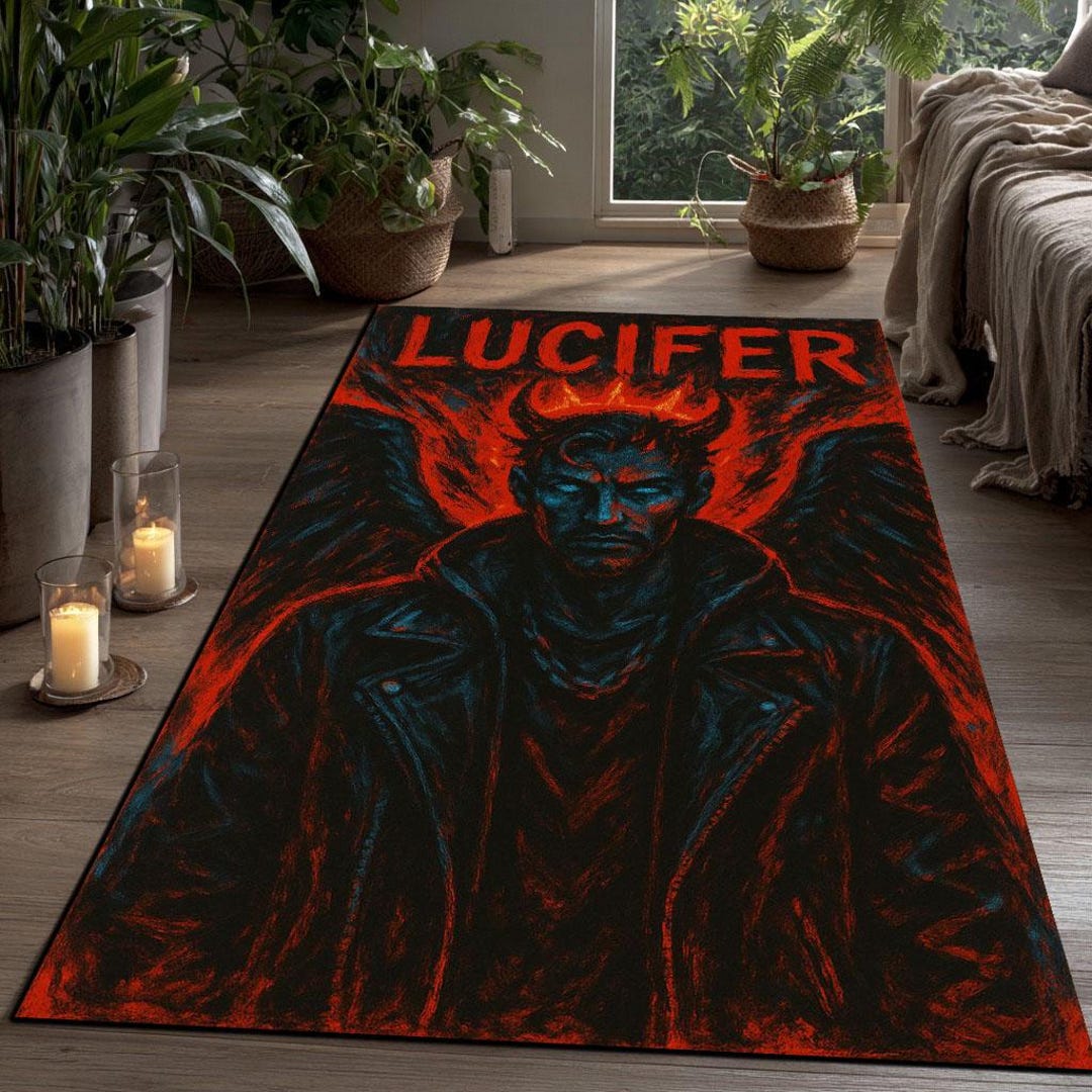 Lucifer Rug: Gothic Devil, Fire Wing Graffiti Art - Etsy