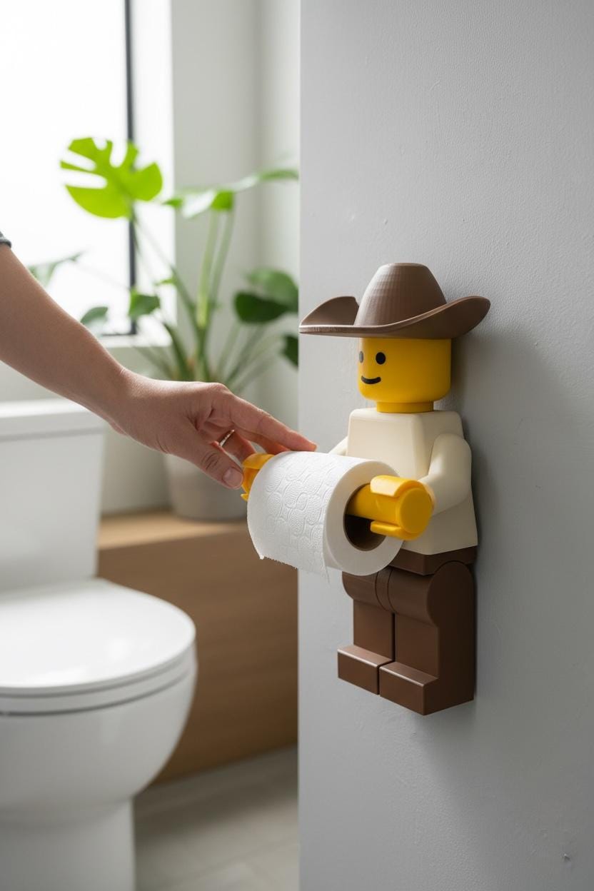Funny Bathroom Decor – Brick Man Toilet Paper Holder With Cowboy Hat ...