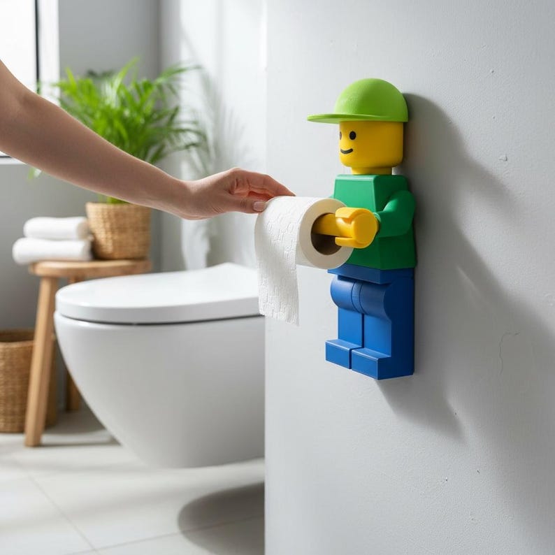 3D Printed Brick Figure Toilet Paper Holder | Geek Bathroom Decor - Etsy