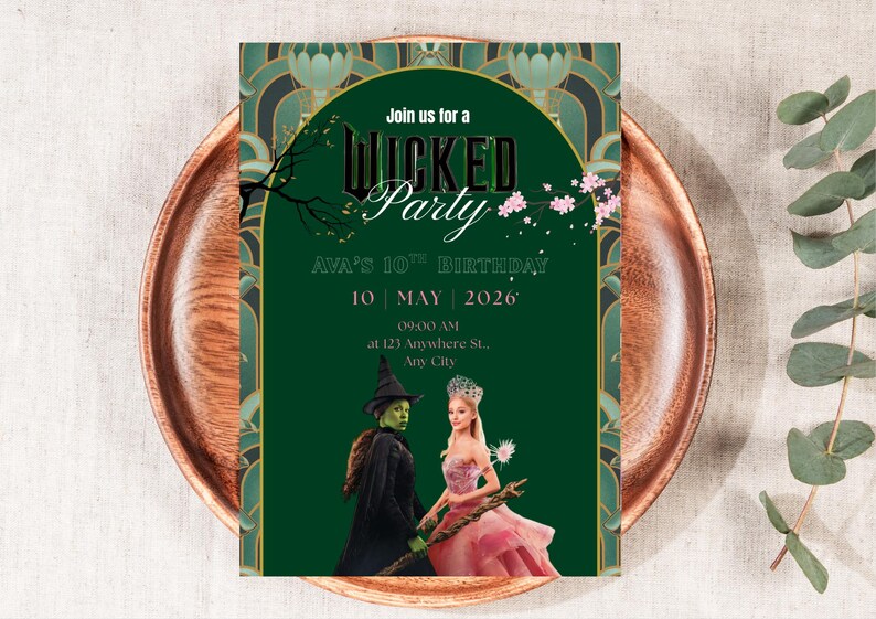 Wicked the Movie Party Invitation – Editable Canva Template | “join Us ...