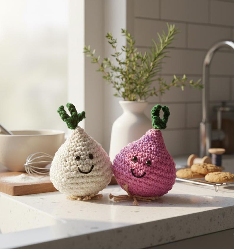 Amigurumi Onion Crochet Pattern | Vegetable Plush, Kitchen Decor (PDF ...