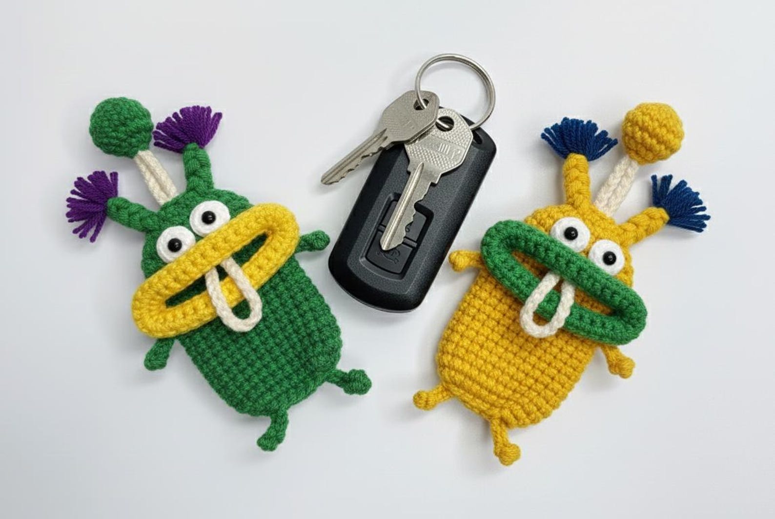 Monster Key Cover Crochet Pattern | Amigurumi Car Key Holder | Cute ...