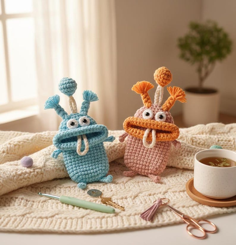 Monster Key Cover Crochet Pattern | Amigurumi Car Key Holder | Cute ...