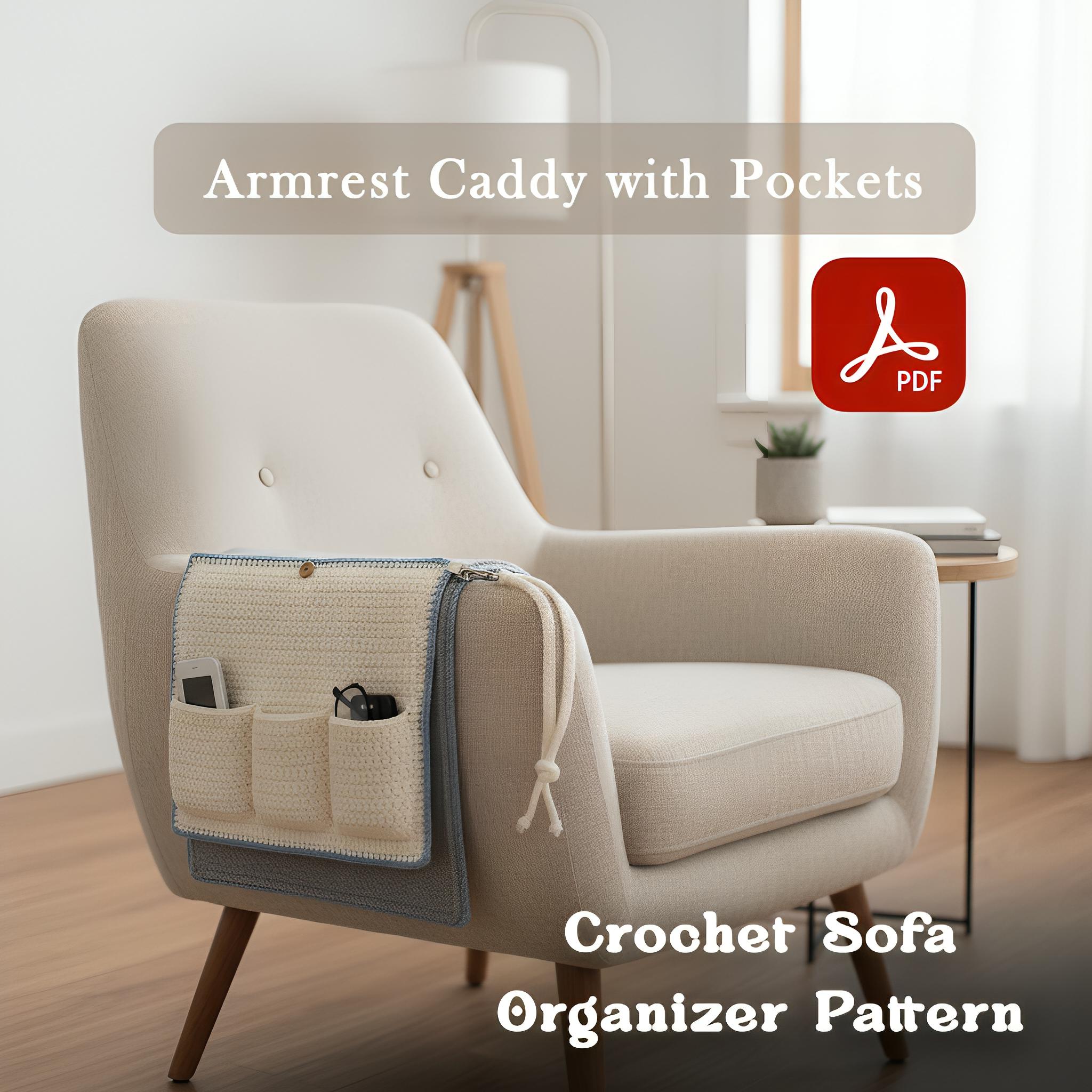 Crochet Sofa Organizer Pattern | Armrest Caddy With Pockets (PDF) - Etsy
